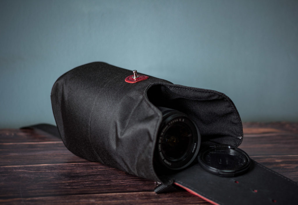 Lens Pouch with black canvas - DesiredLeather