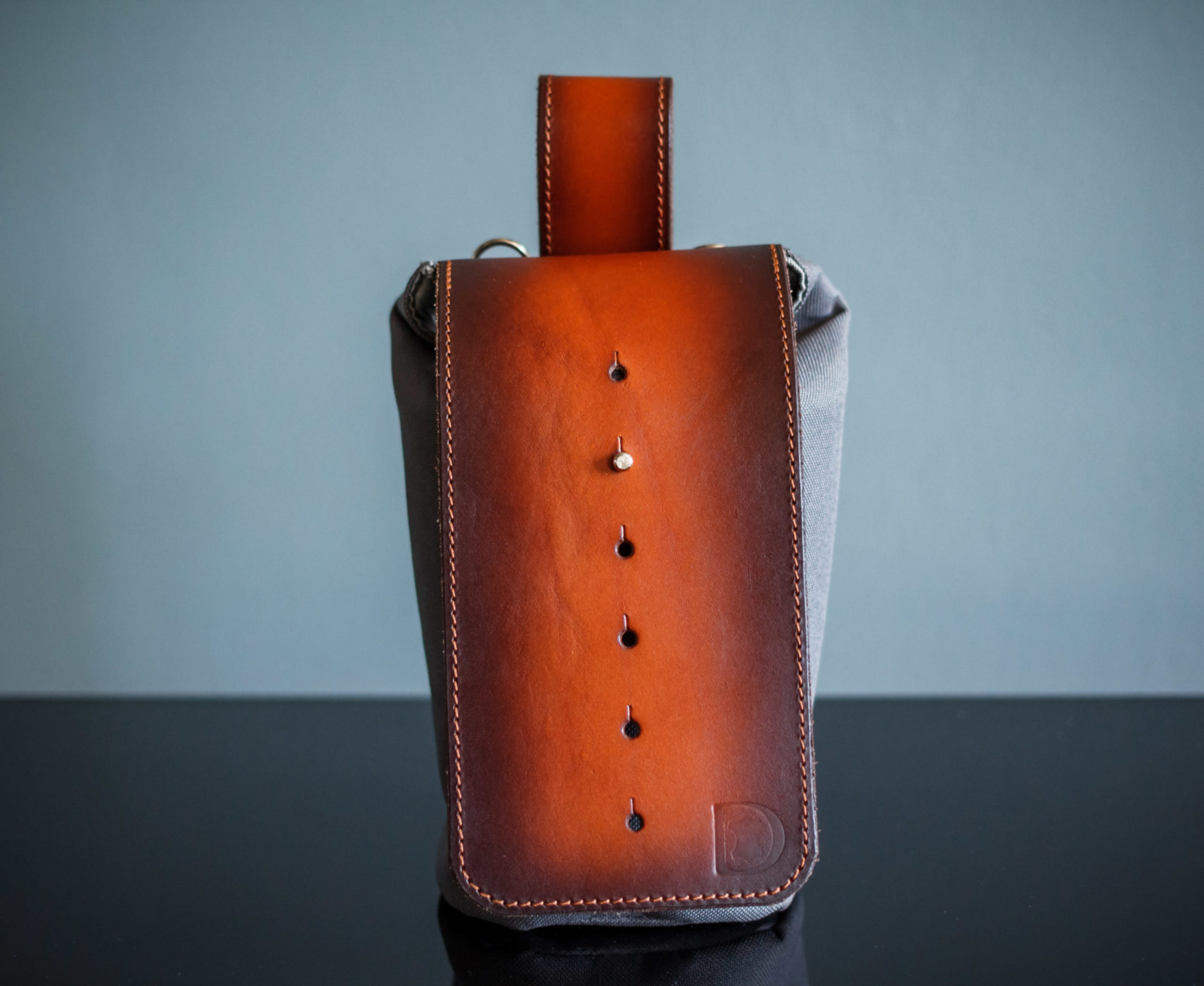 Lens Pouch with gray canvas - DesiredLeather