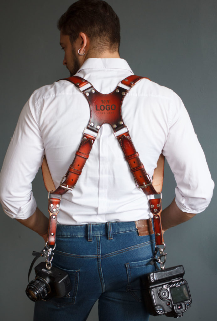Sunburst camera harness with stiching - DesiredLeather