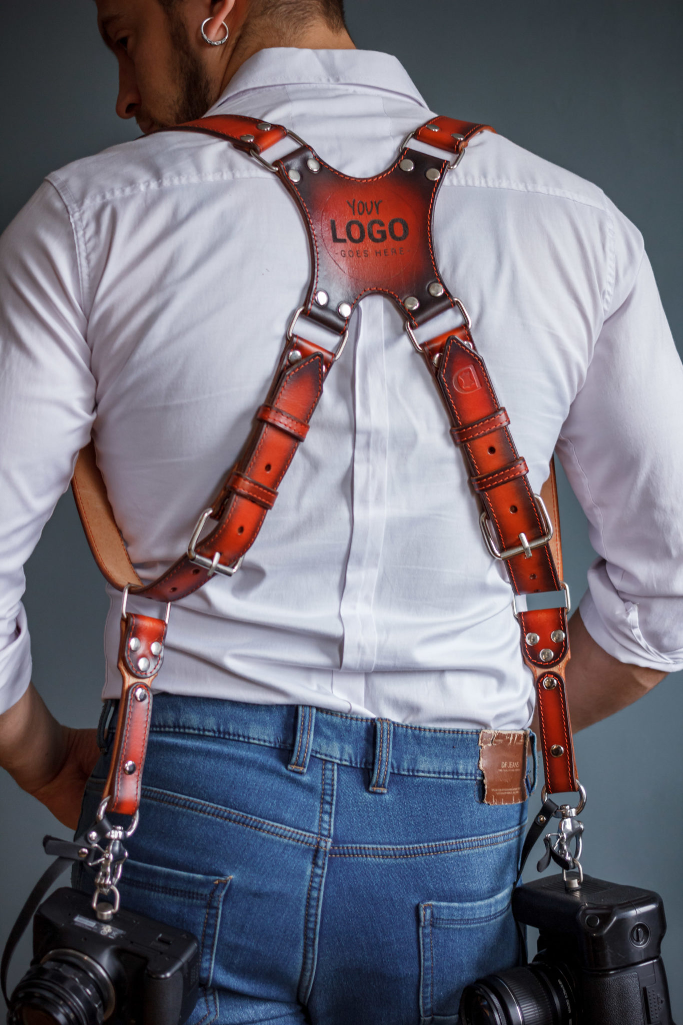 Sunburst camera harness with stiching - DesiredLeather