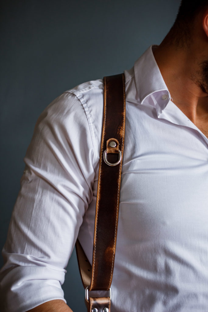 Vintage camera strap with stitching - DesiredLeather