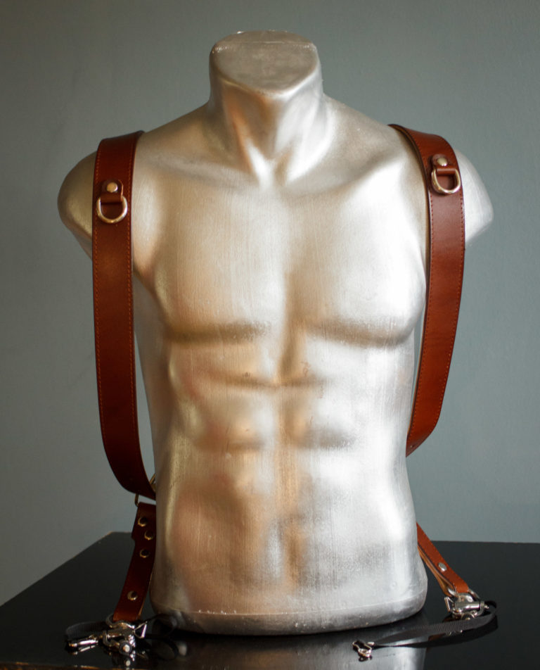 Wide leather Cameras Harness with stitching - DesiredLeather